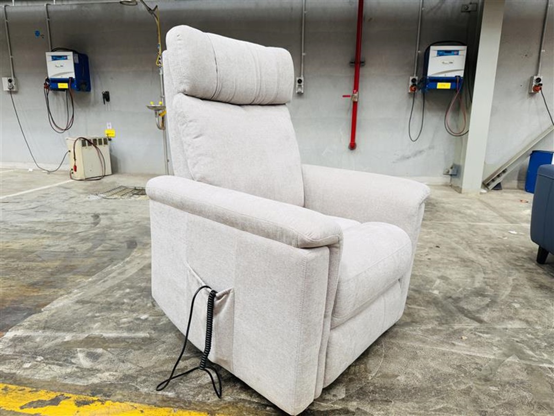 Light Grey Fabric Dual Motor Lift Chair - Seconds Furniture