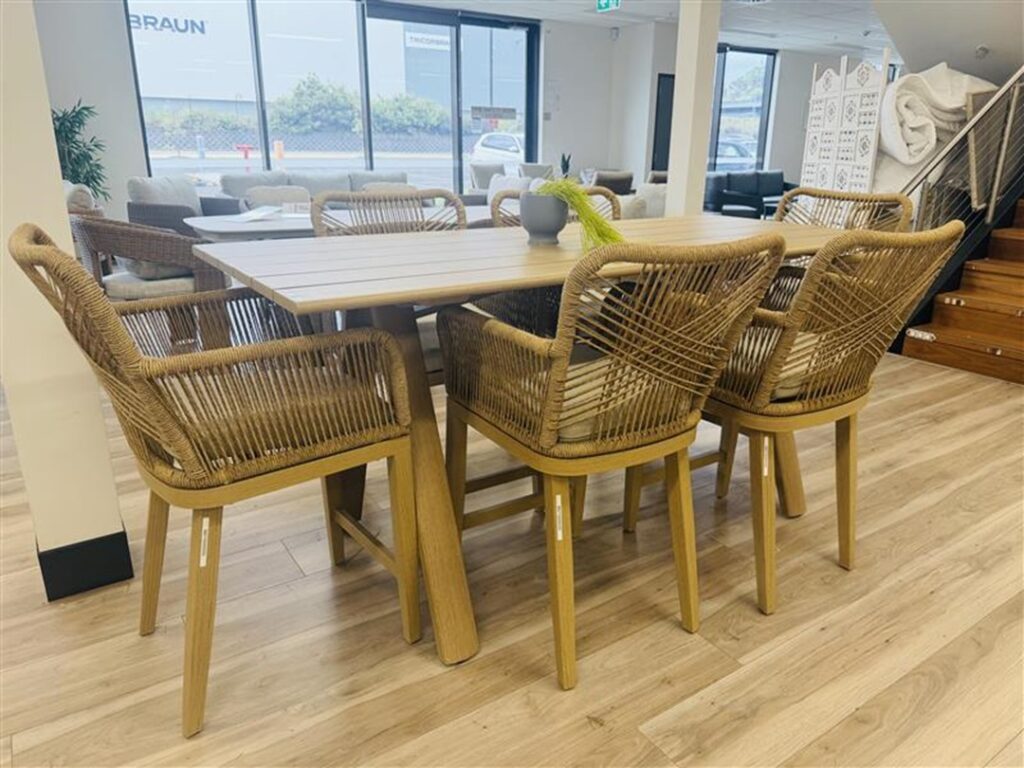 7pc Natural Outdoor Bar Setting - Seconds Furniture