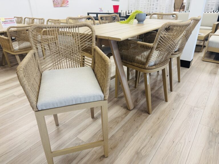 7pc Natural Outdoor Bar Setting - Seconds Furniture