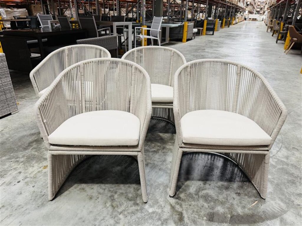 Sand & Cream Outdoor Rope Dining Chairs - Seconds Furniture