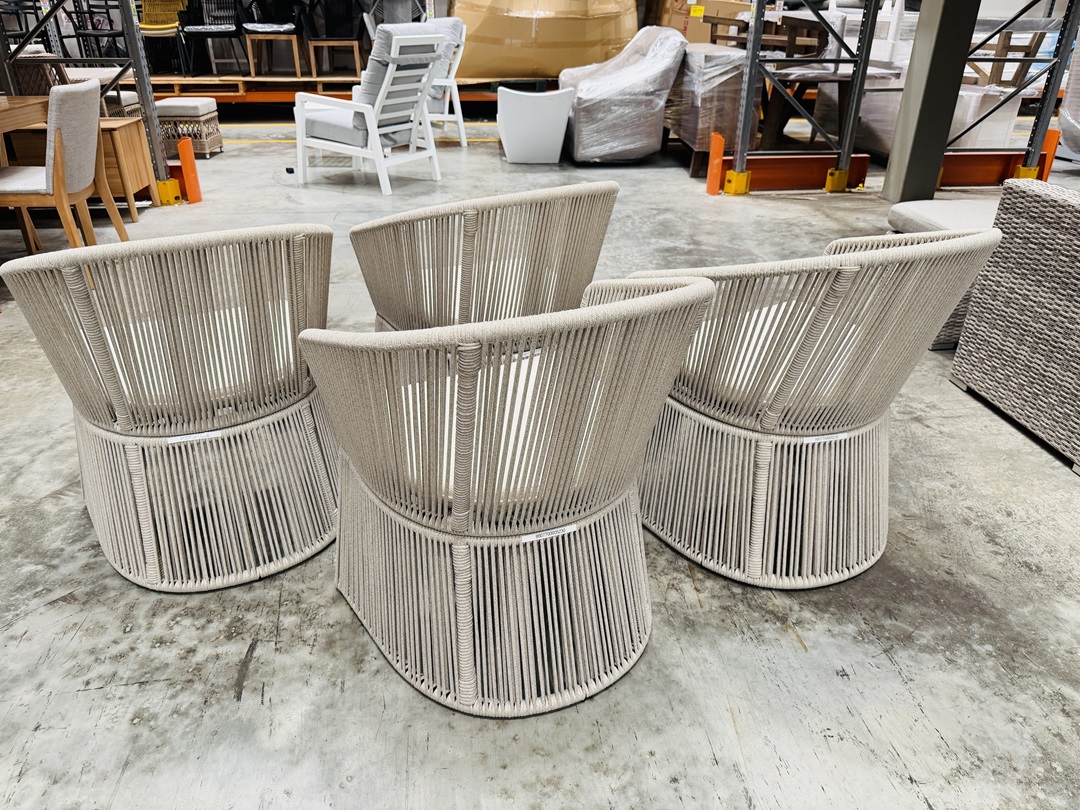 Sand & Cream Outdoor Rope Dining Chairs - Seconds Furniture