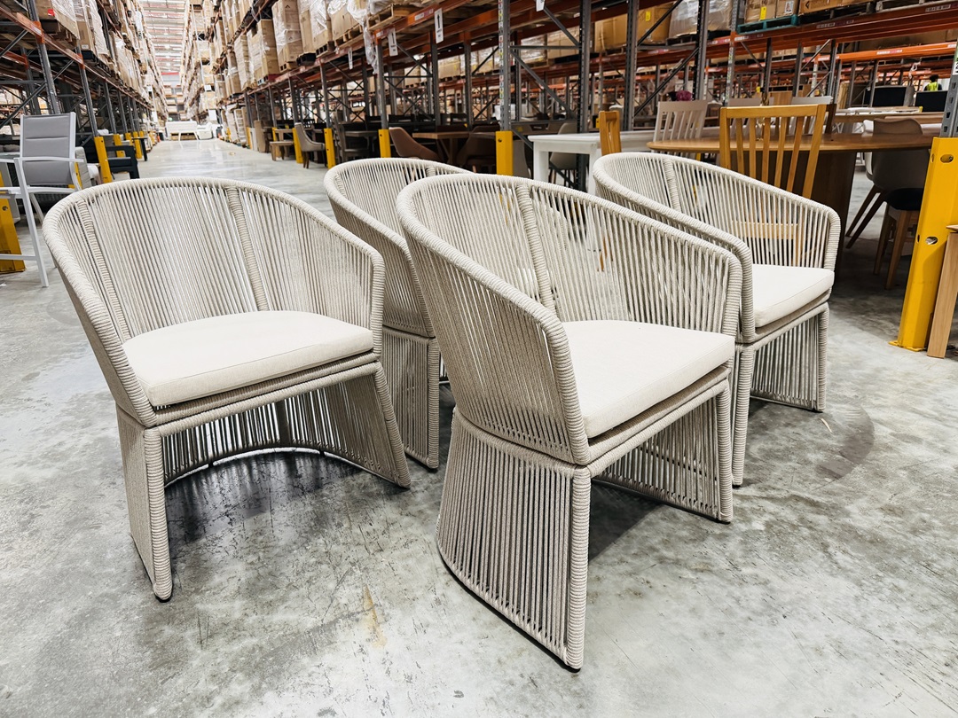 Sand & Cream Outdoor Rope Dining Chairs - Seconds Furniture